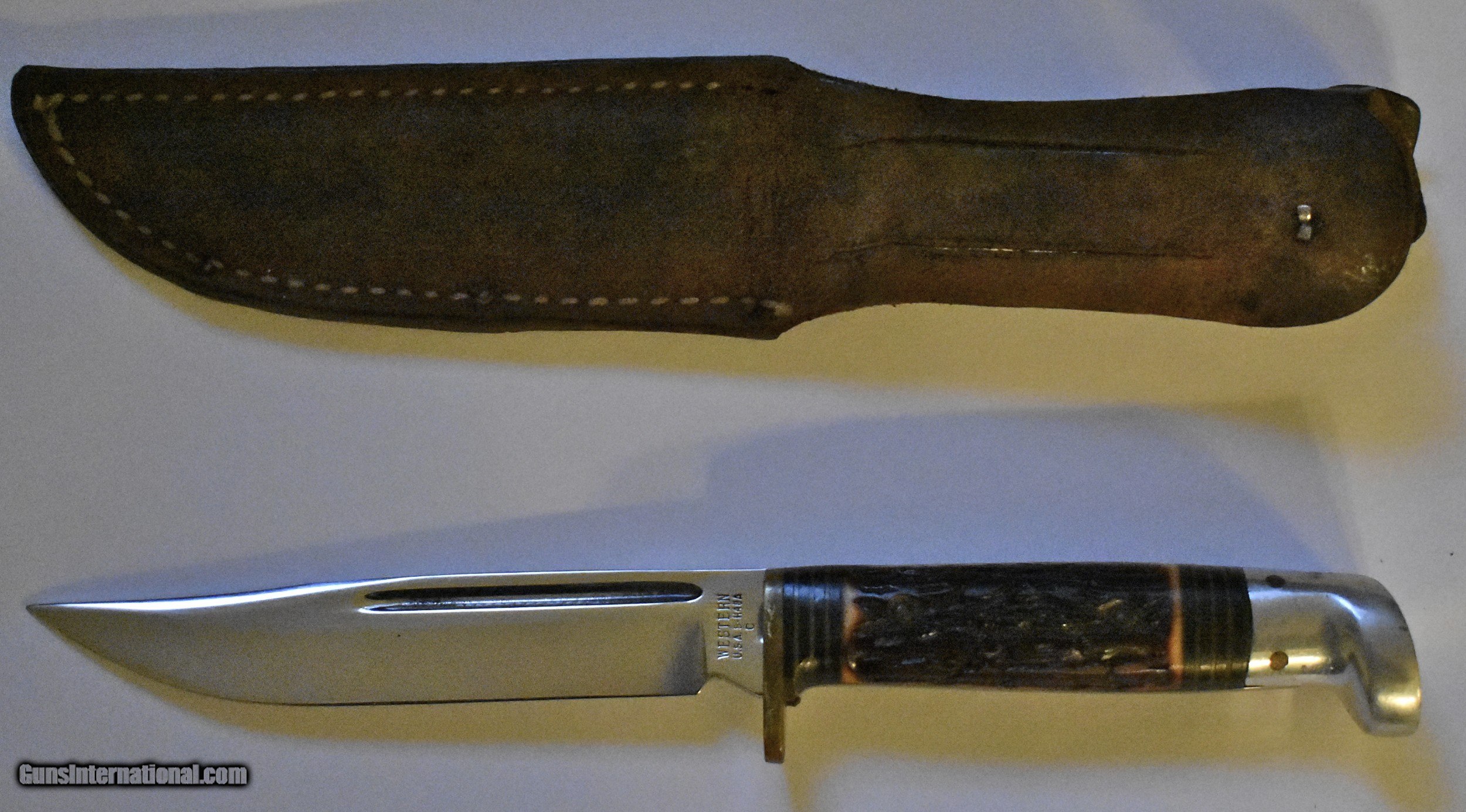 Vintage Western Stag Handled Hunting Knife