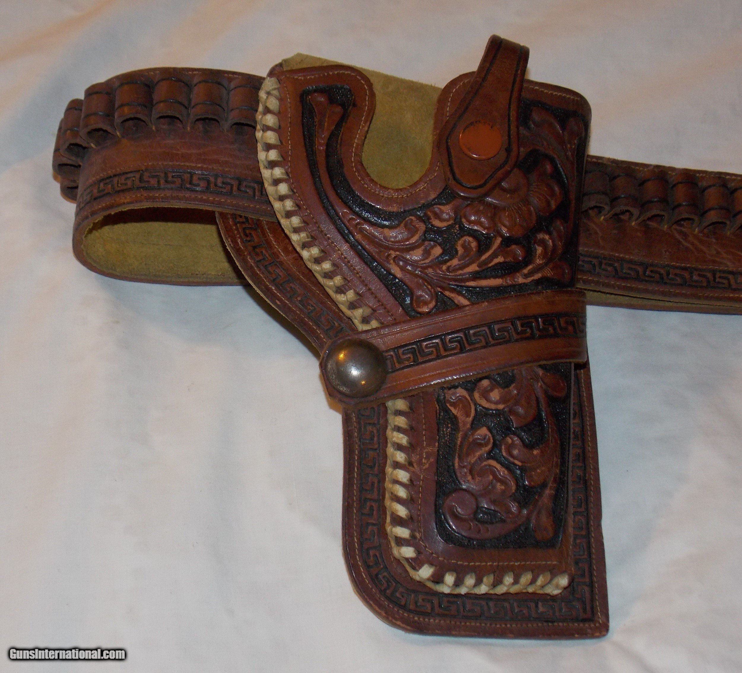Mexican loop type leather holster and belt for .32 or .38 caliber small ...