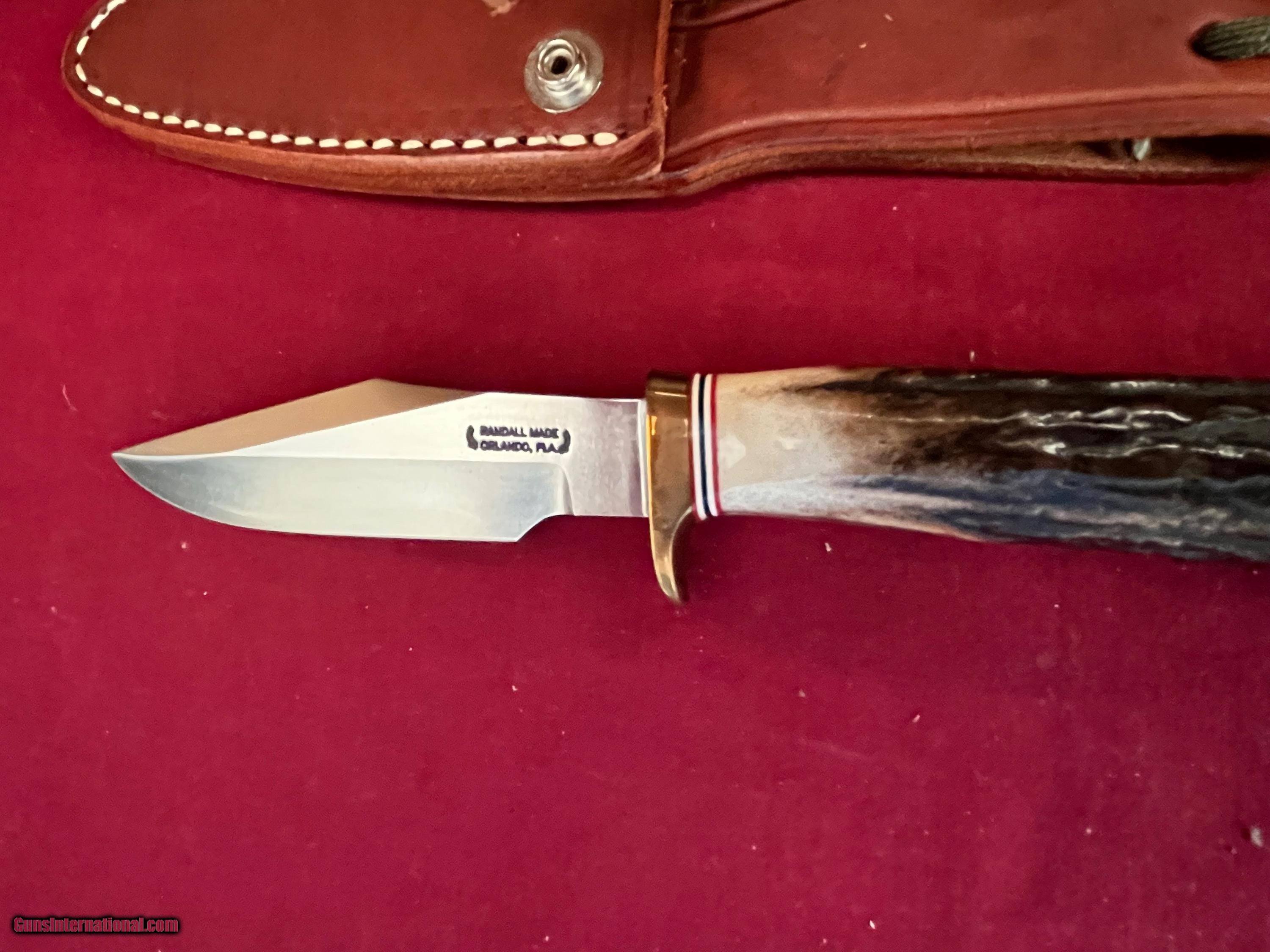 RANDALL MADE #8 KNIFE 4" TROUT & BIRD STAG HANDLE