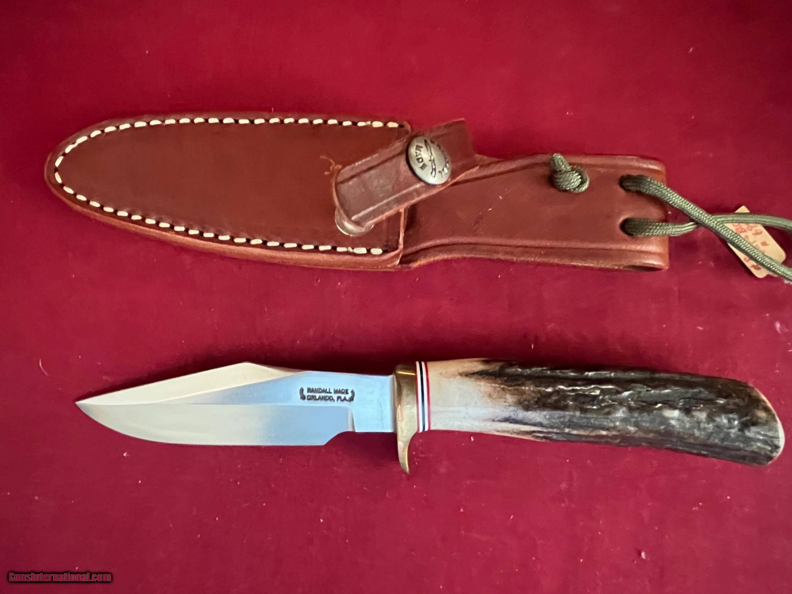 RANDALL MADE #8 KNIFE 4" TROUT & BIRD STAG HANDLE