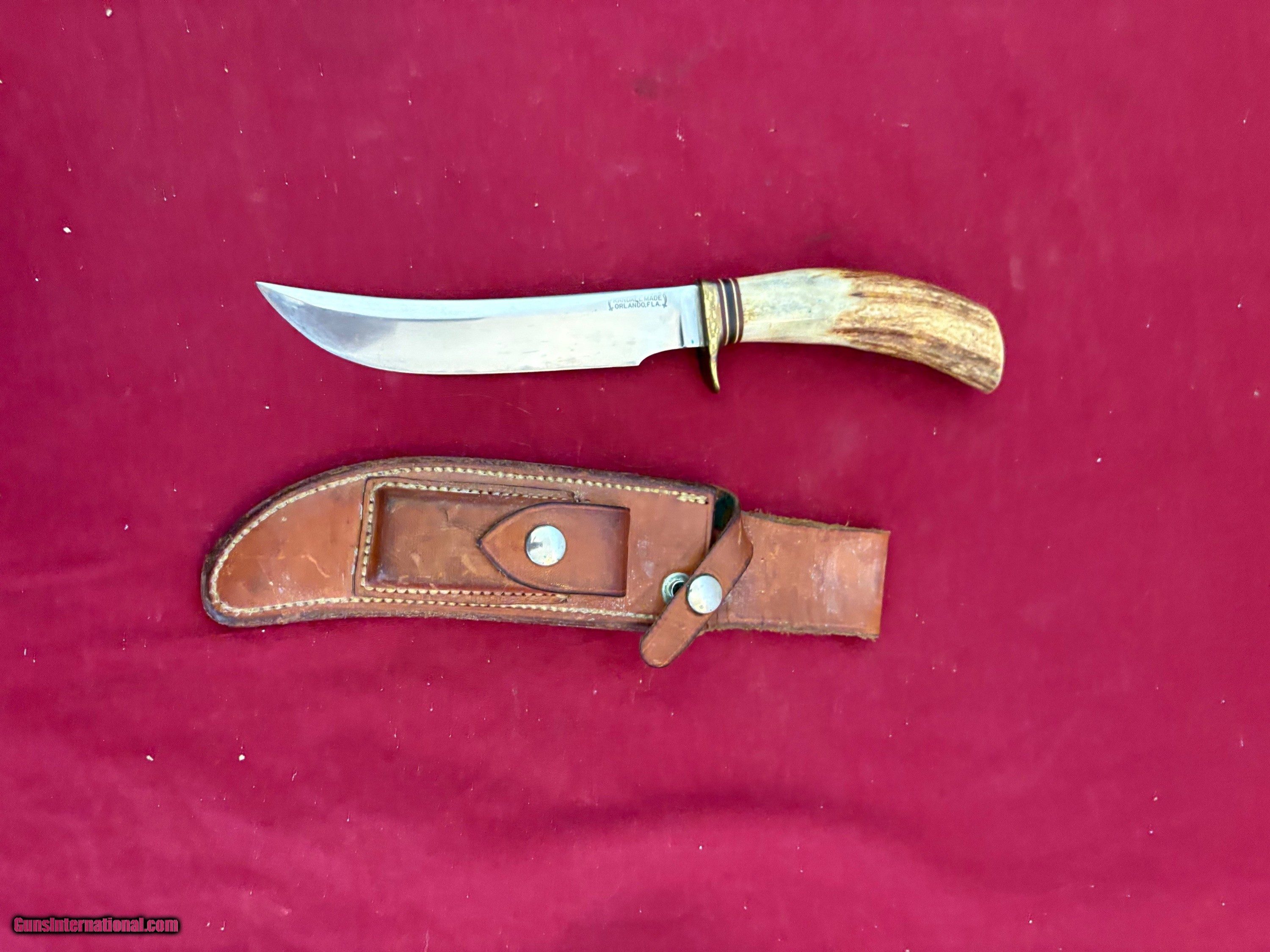 RANDALL MODEL 4-6 STAG HANDLE KNIFE ~ JOHNSON ROUGH BACK SHEATH