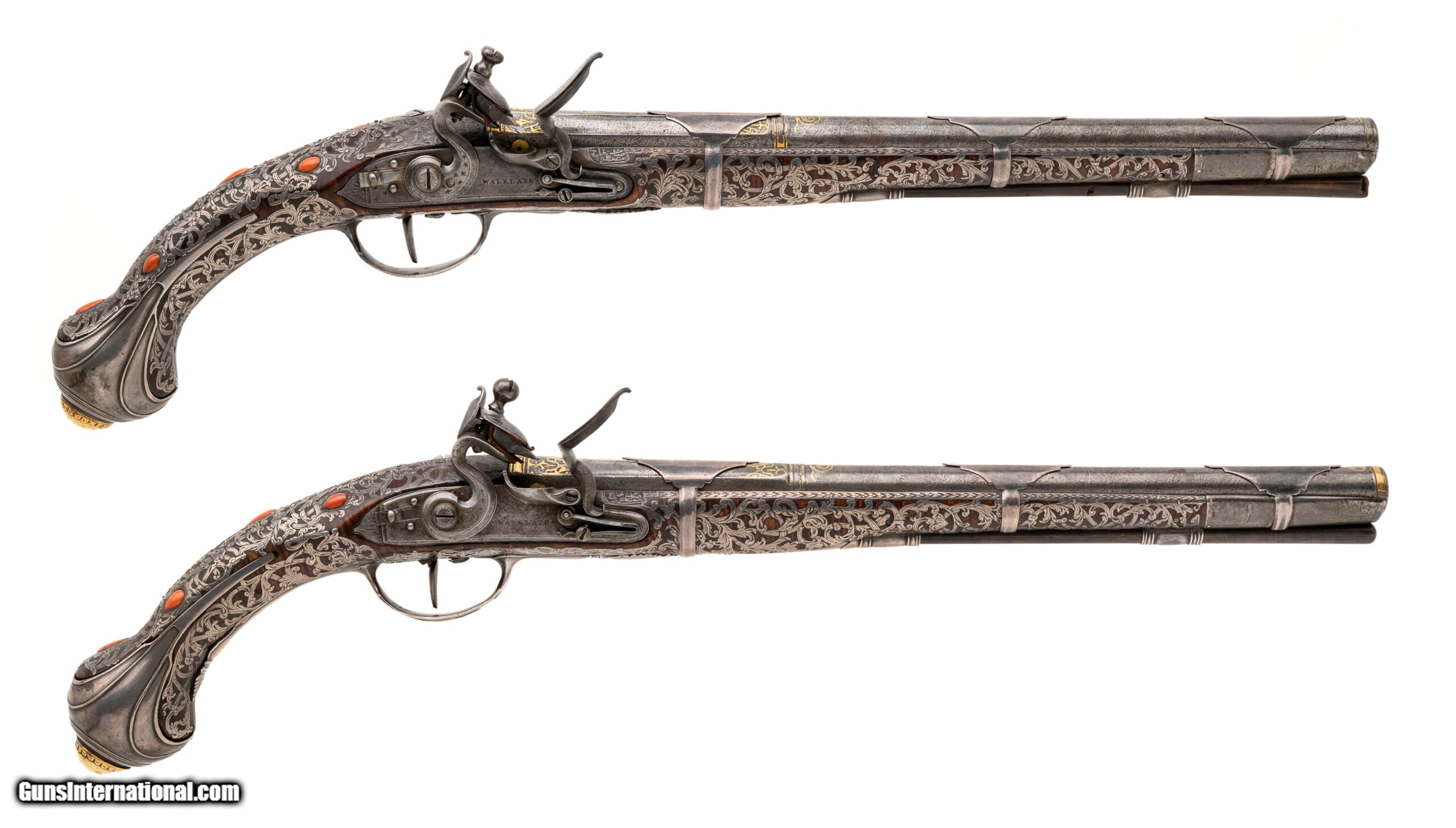 "Fantastic Pair of Coral Mounted Ottoman Flintlock Pistols (AH9051)
