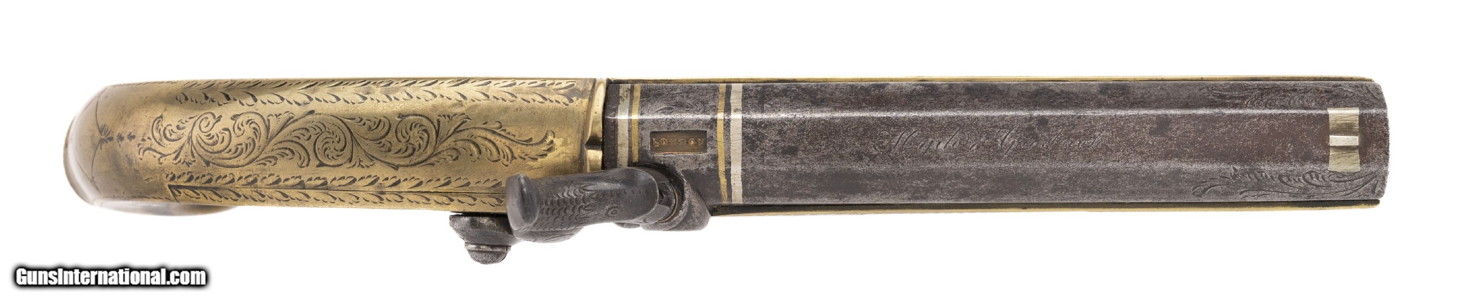"Large All Metal Stocked Percussion Pistol Marked Hyde and Goodrich ...