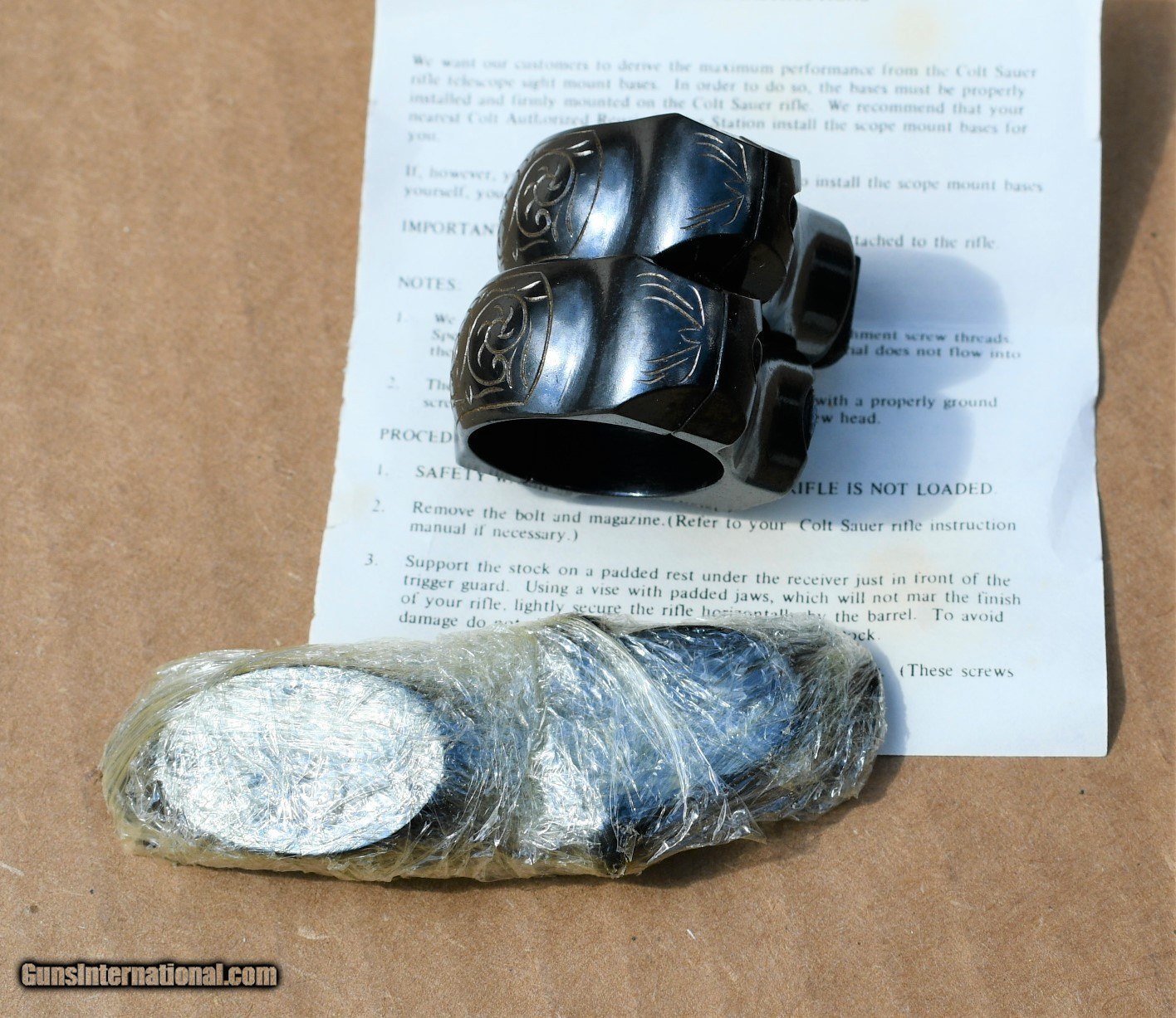 new - Colt Sauer Factory Scope Bases with Engraved Rings - Complete ...