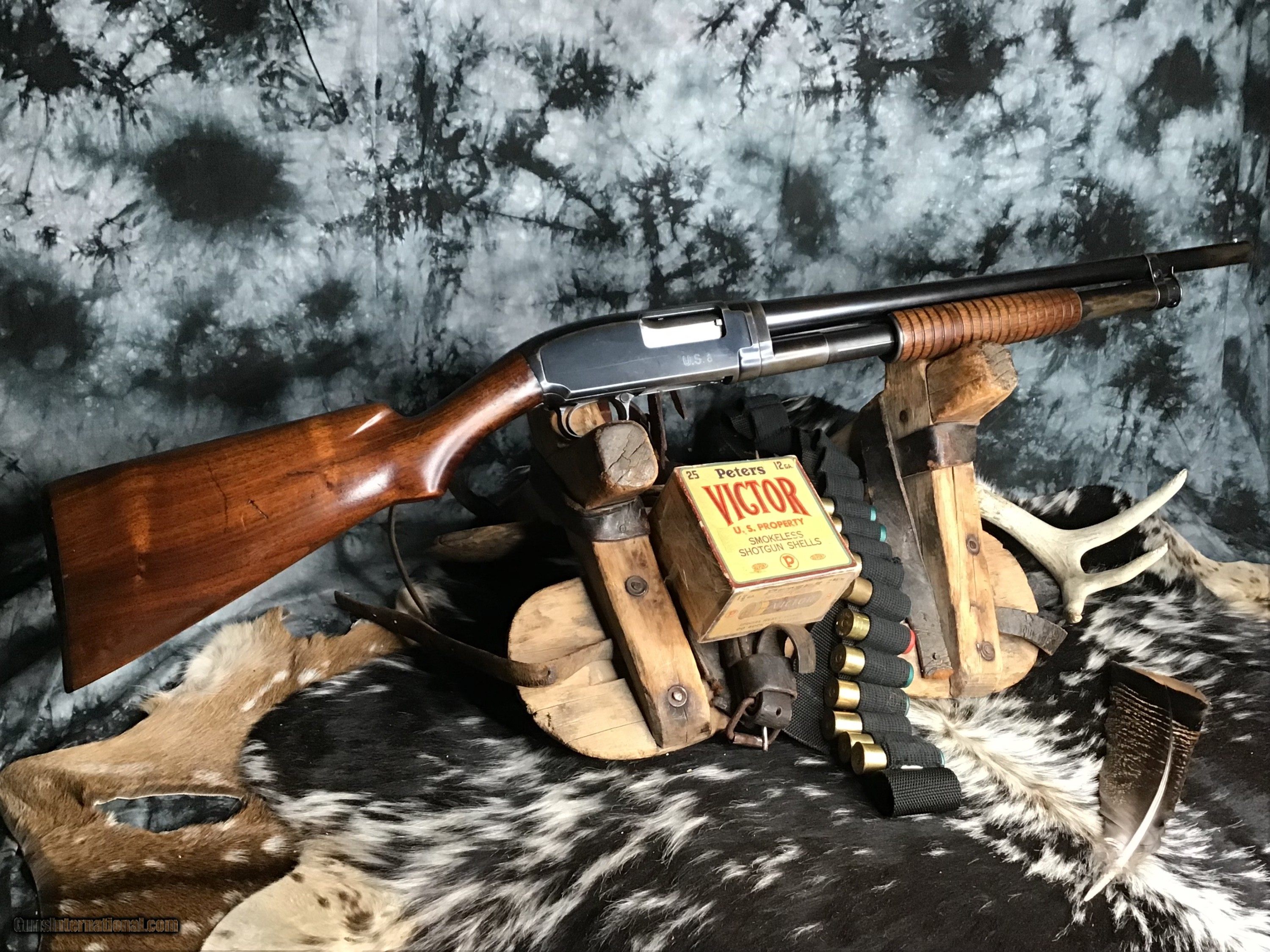 1942 WWII Winchester Model 12 Riot Shotgun , US & Flaming Bomb Marked ...