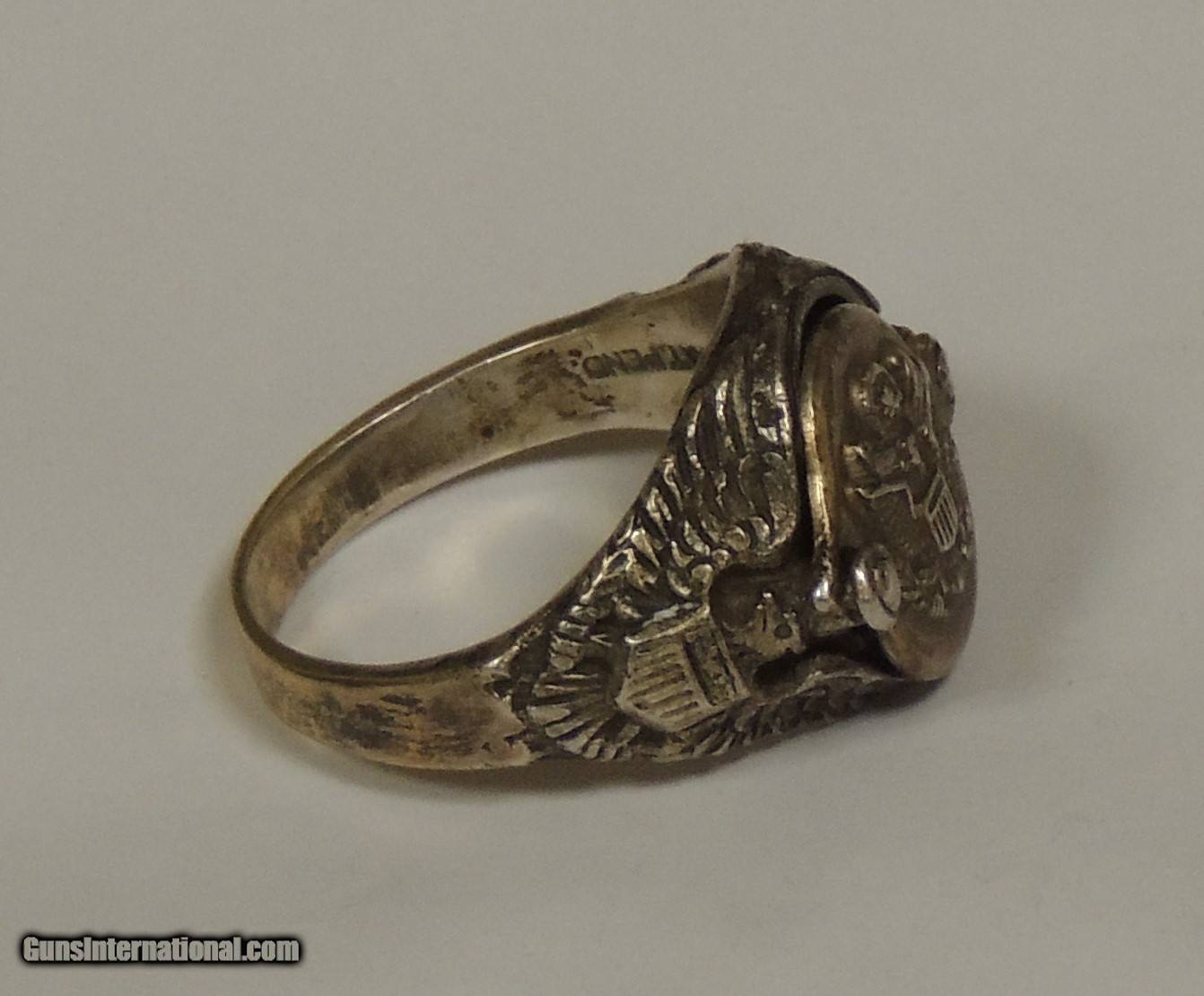 Vintage WWII U.S. Military Secret Compartment Sterling Silver Ring *12 ...