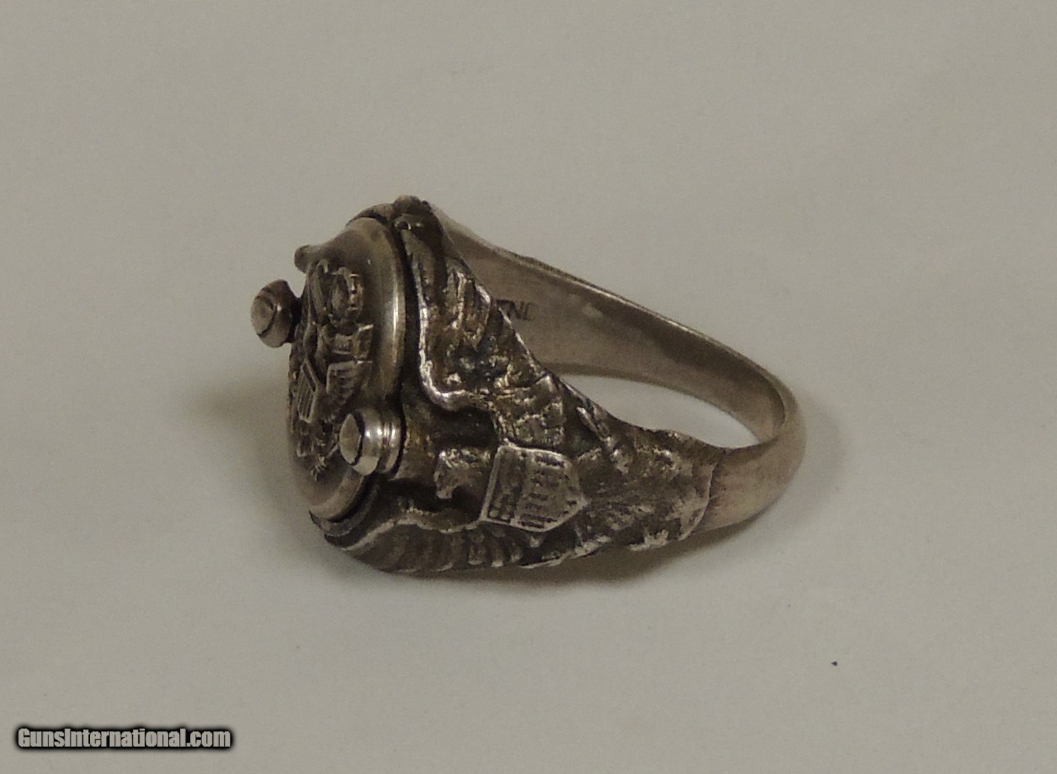 Vintage WWII U.S. Military Secret Compartment Sterling Silver Ring *6 1 ...