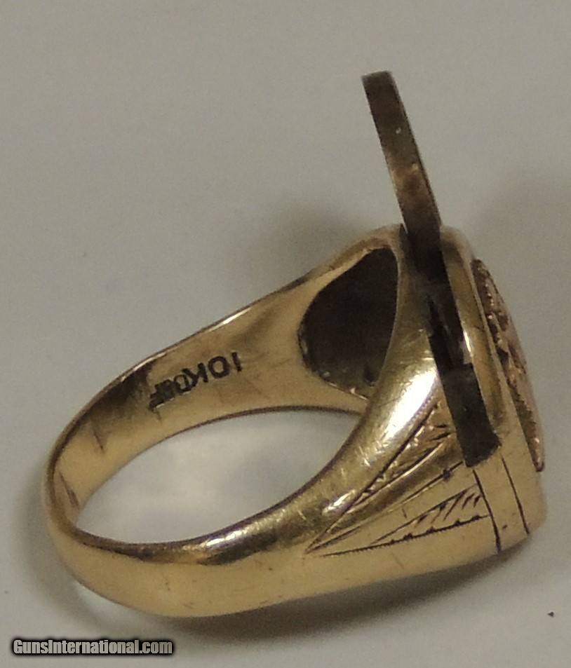 Vintage WWII Era Secret Compartment 10k Gold Ring *9 3/4 Size
