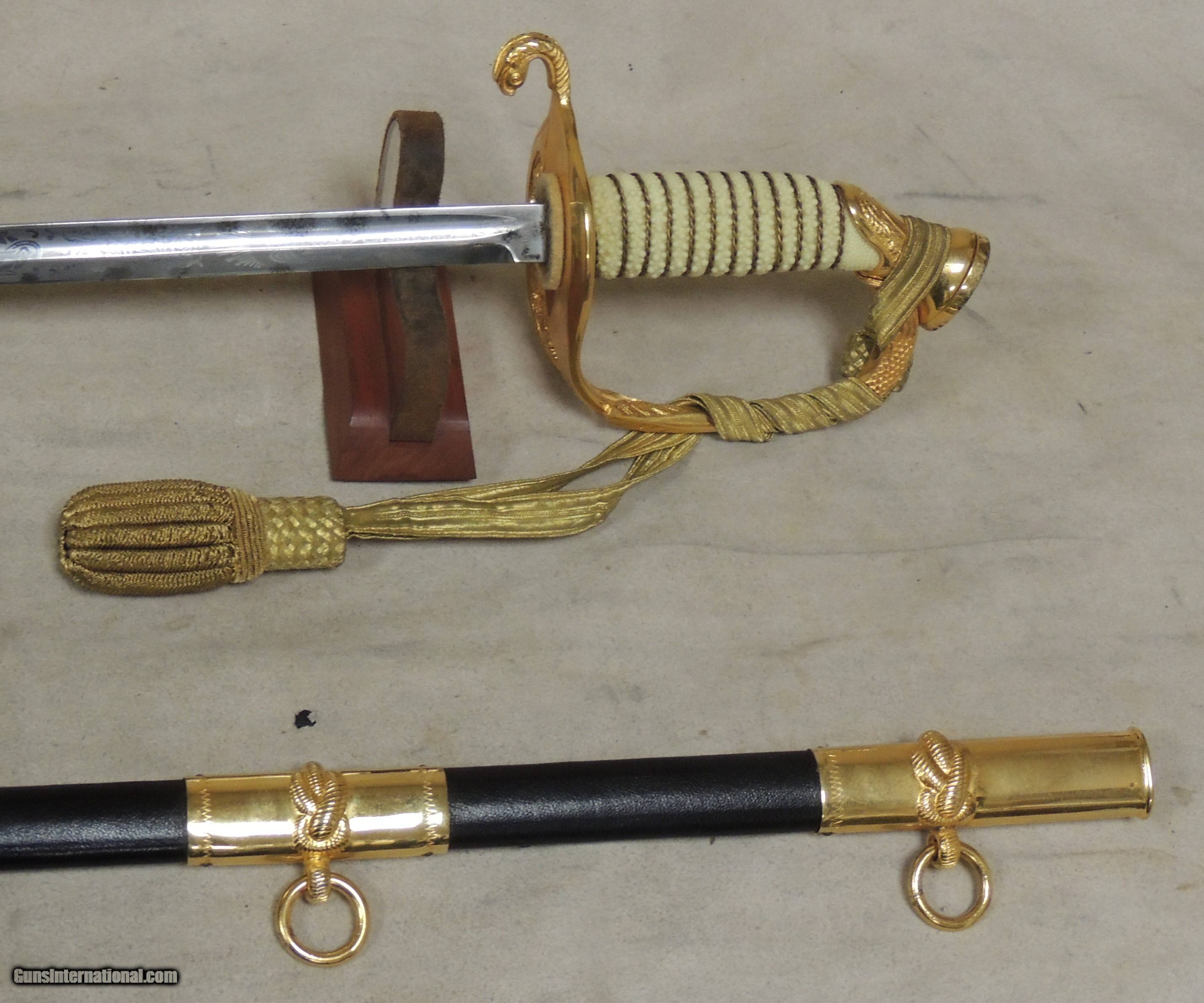 Vintage US Model 1852 Spanish Made Navy USN Officer's Engraved ...