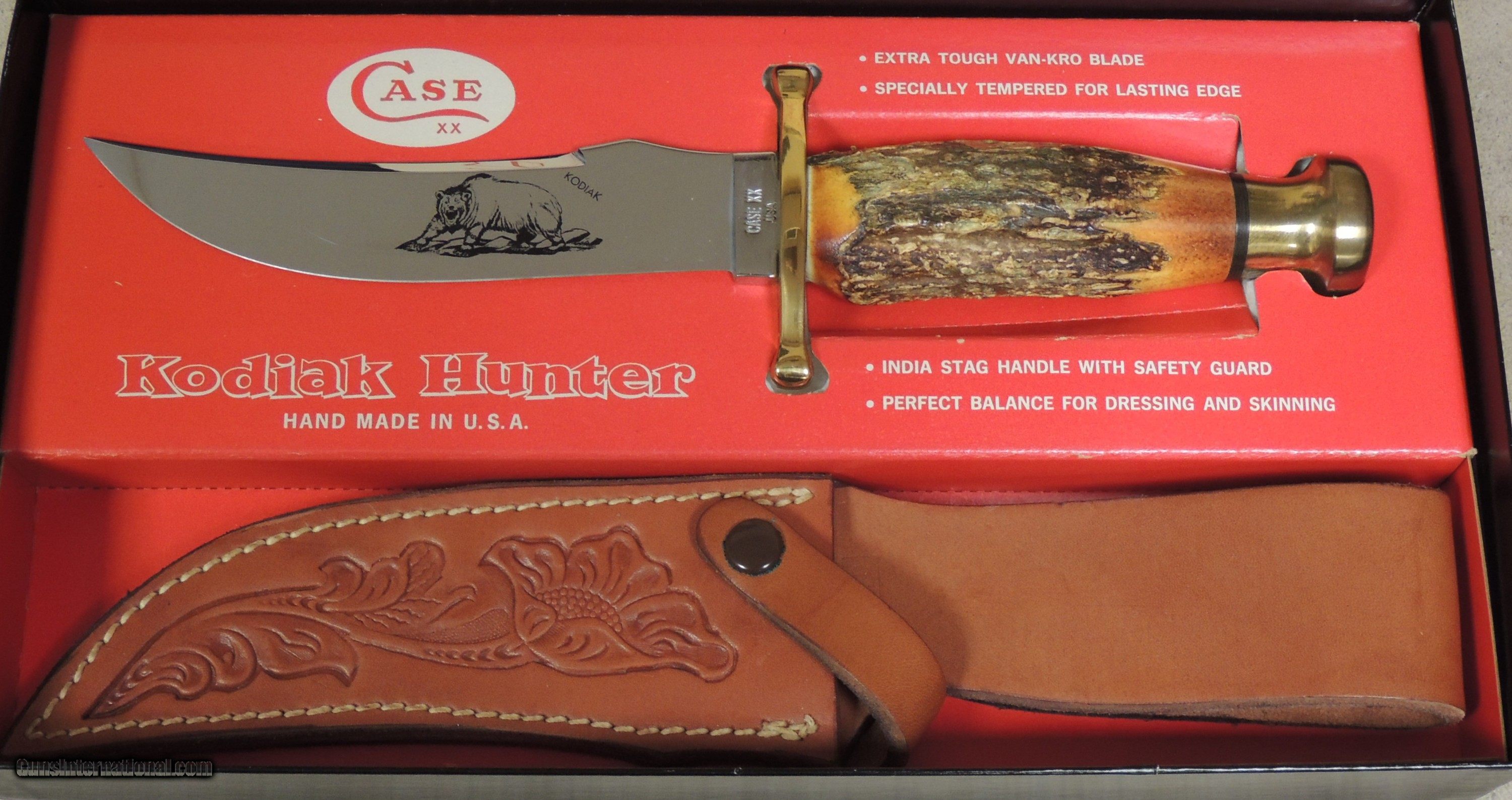 Case XX™ Kodiak Stag Antler Fixed Blade Hunter Knife & Sheath Set w/ Box